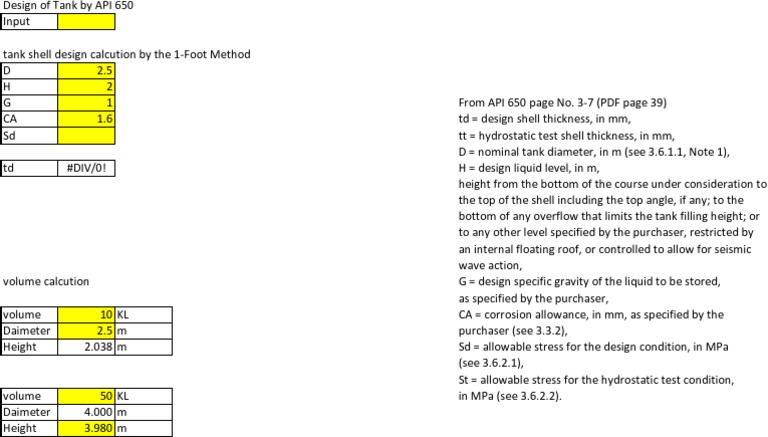 API 650 Tank Design Calculation Prashant | PDF