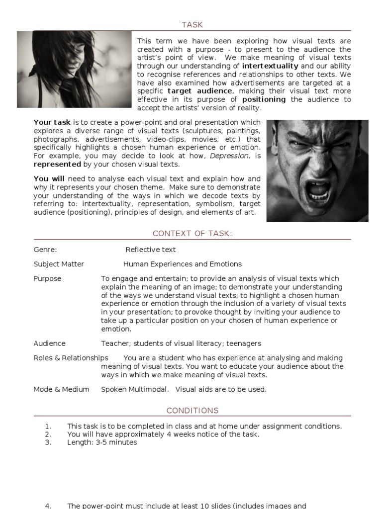 Analyzing Visual Texts of Emotion | PDF | Career & Growth