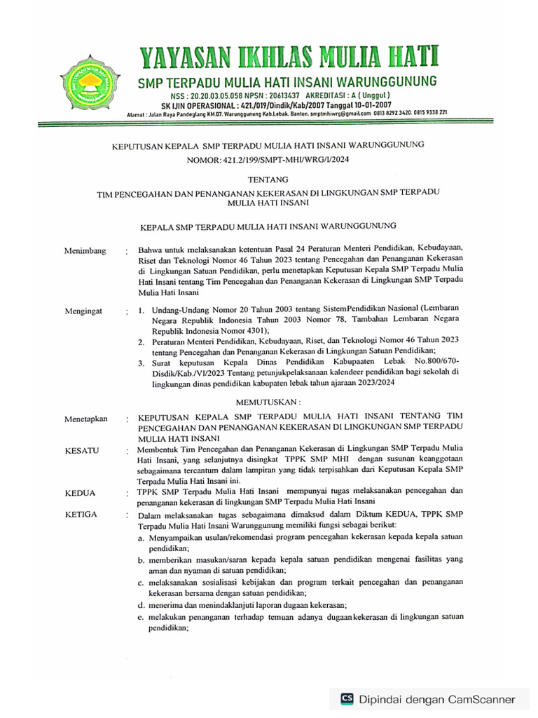 SK TPPK SMP Mhi 2024 | PDF