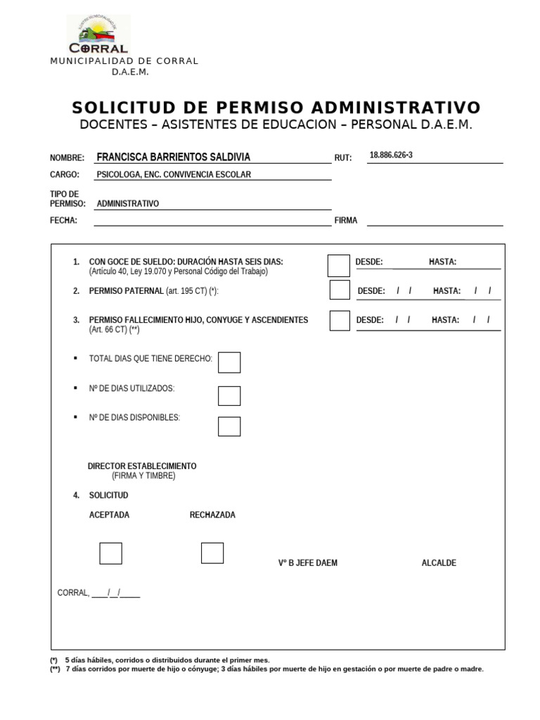 Solicitud Permisos Administrativos | PDF | Derecho