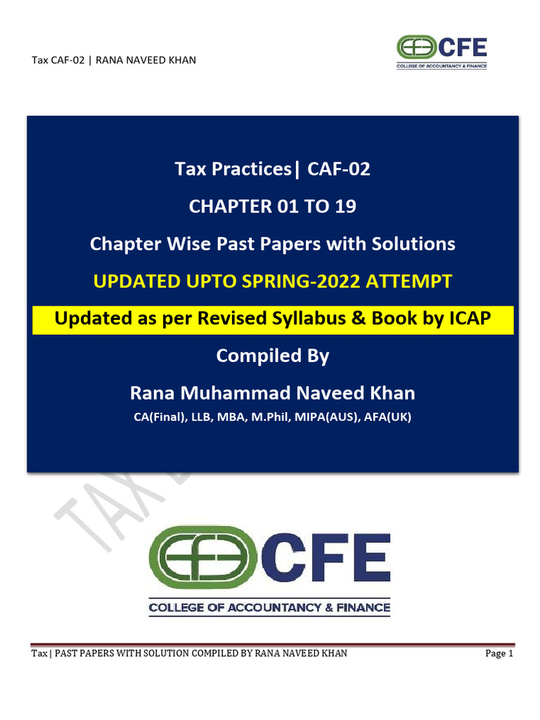 Tax Past Papers | PDF | Taxes | Tax Deduction