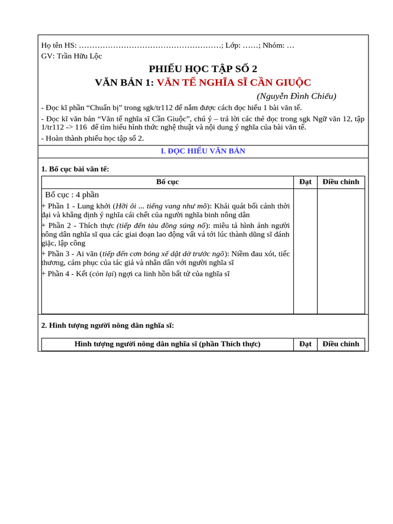 PHT VĂN TẾ NG. SĨ CẦN GIUỘC | PDF