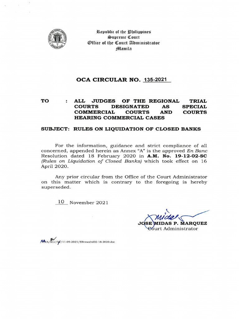 OCA Circular No. 135 2021 | PDF | Government | Constitutional Law