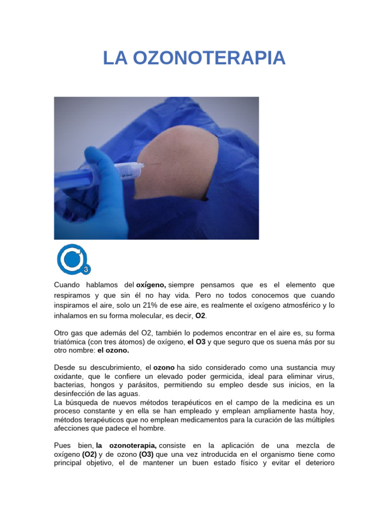 Beneficios y Aplicaciones de la Ozonoterapia | PDF | Medicina CLINICA | Ciencias de la Salud