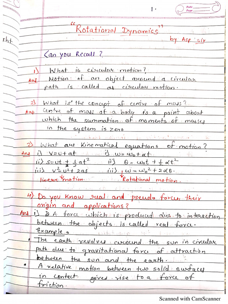 Rotational Dynamics Notes | PDF