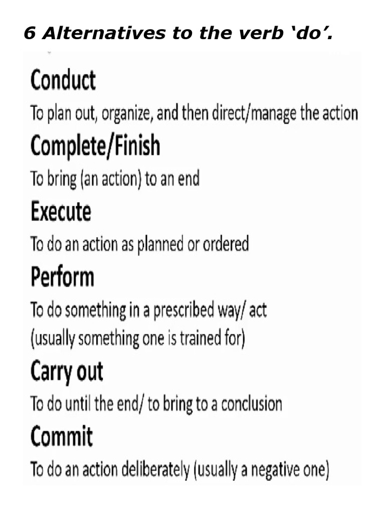 6 Alternatives To The Verb DO | PDF