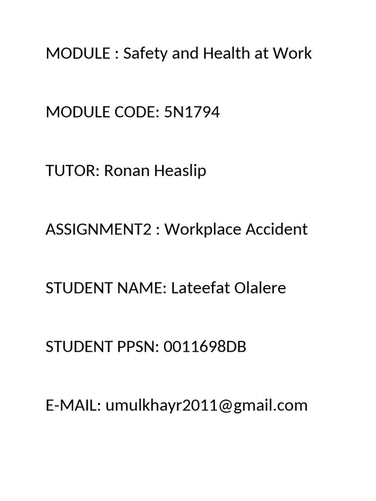 Safety and Health Assign2 | PDF
