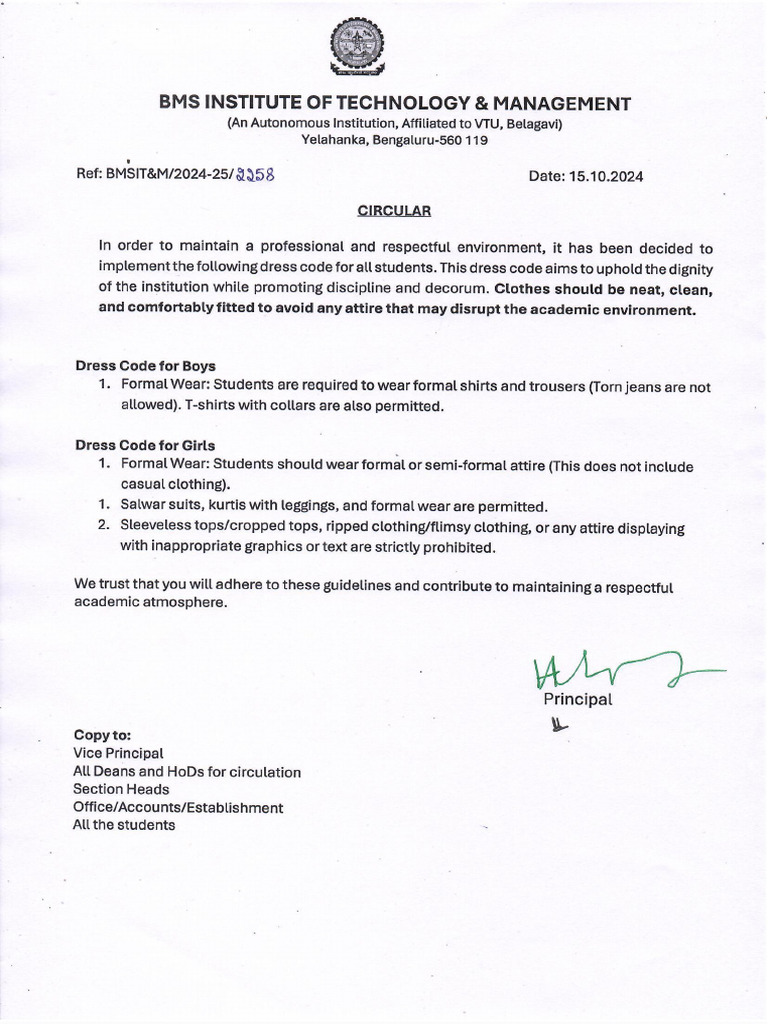 Dress Code Circular | PDF