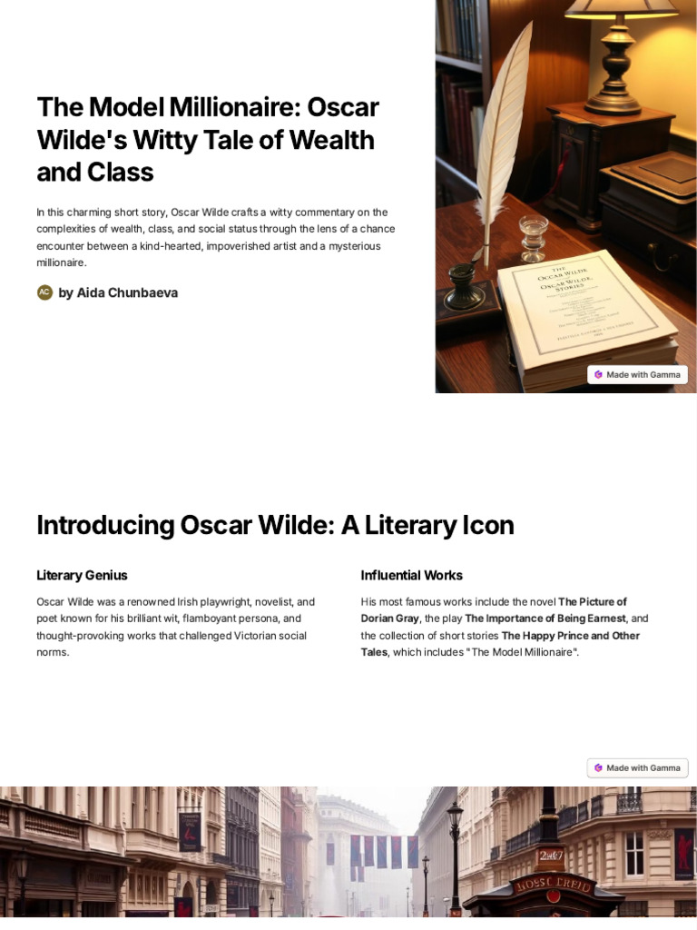 Oscar Wilde's "The Model Millionaire" Analysis | PDF | Oscar Wilde