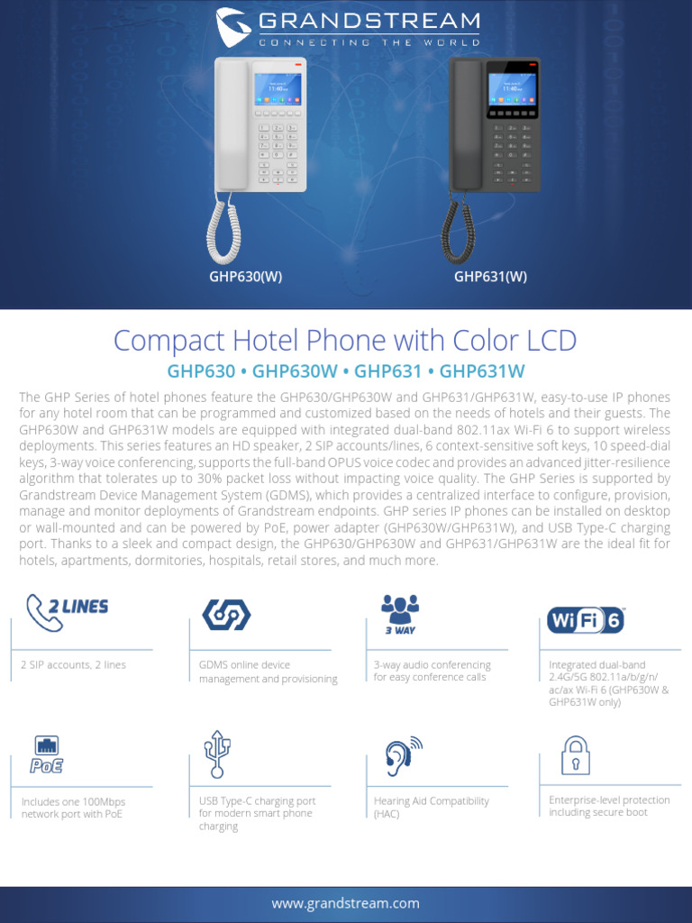 Grandstream GHP631 Hotel IP Phone | PDF | Session Initiation Protocol ...