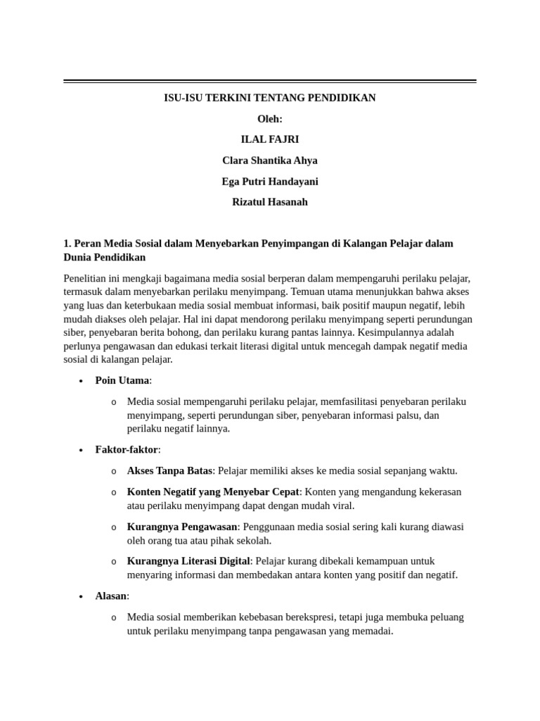 Isu-Isu Terkini Tentang Pendidikan | PDF | Ilmu Sosial