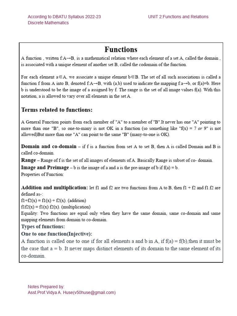 DM. UNIT-2 | PDF | Function (Mathematics) | Mathematical Logic
