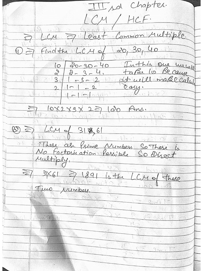 LCM & HCF Notes | PDF