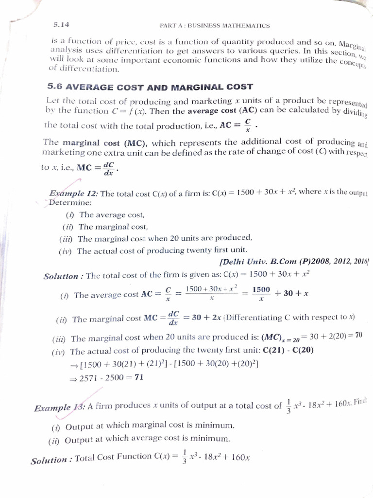 Applications of Differential Calculus | PDF | Demand | Marginal Cost