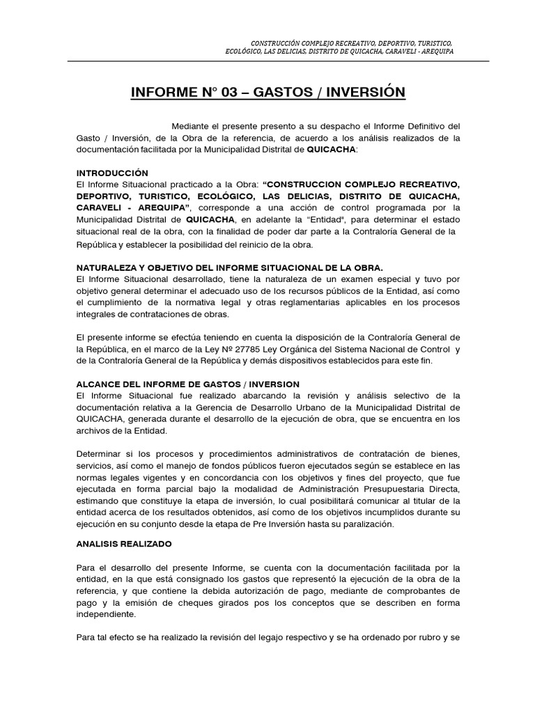 3 - Informe Gastos - Inversion | PDF