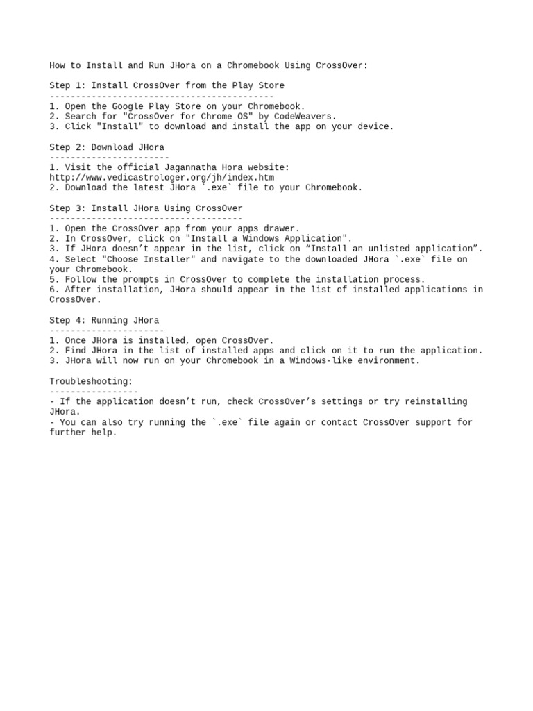 CrossOver JHora Instructions | PDF | Computers