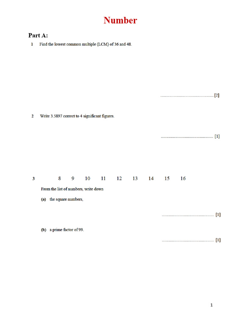 Number Exercises | PDF