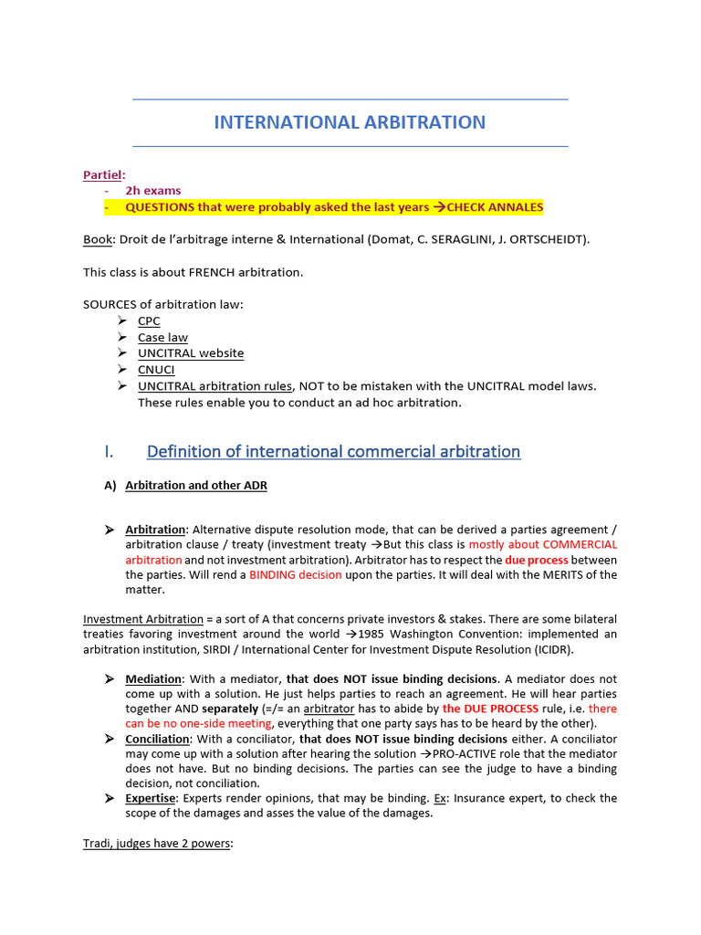 International Commercial Arbitration Overview | PDF | Arbitration ...