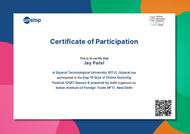 Unstop PDF Participation Certificate | PDF