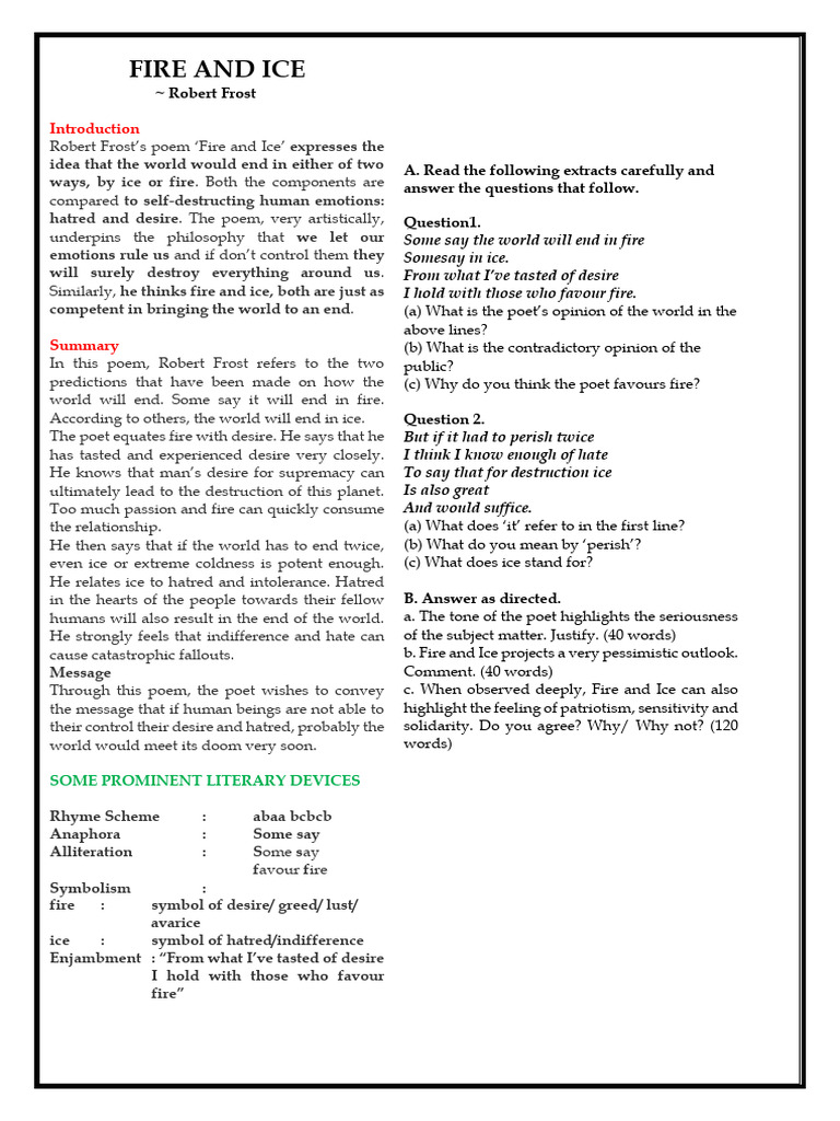 FIRE AND ICE-1 | PDF