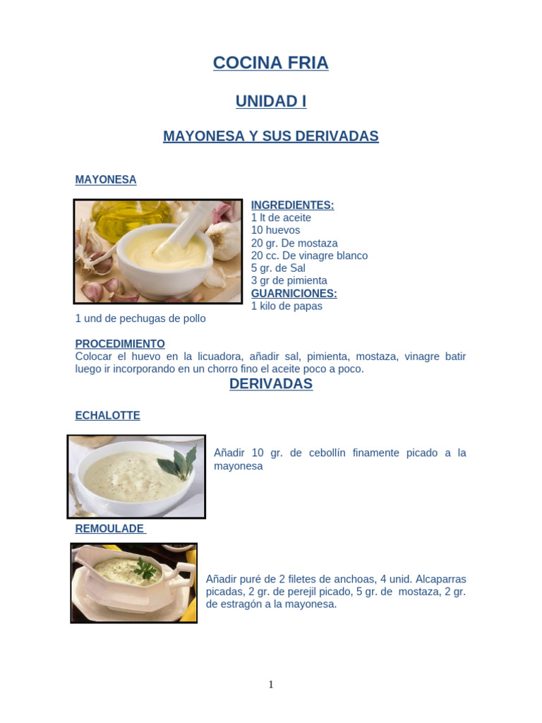 Cocina Fria | PDF | ensalada | Vinagreta