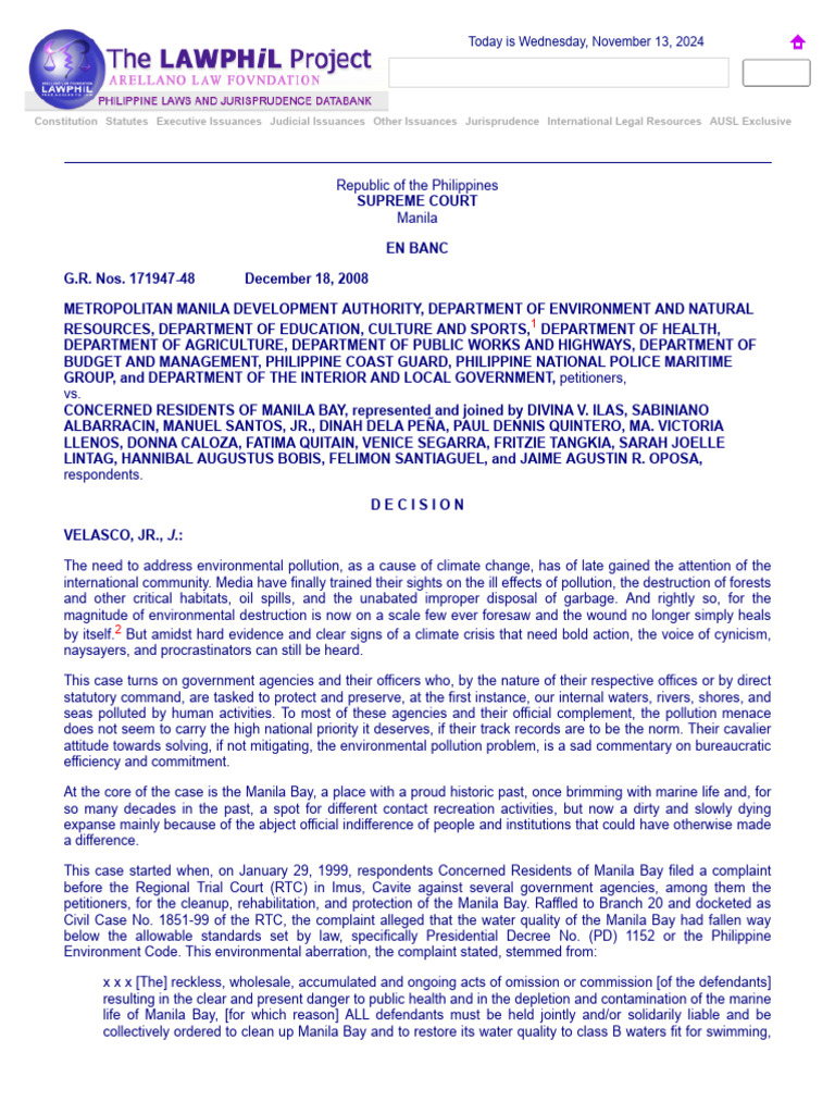 Environmental Case G.R. Nos. 171947-48 | PDF | Mandamus | Waste Management