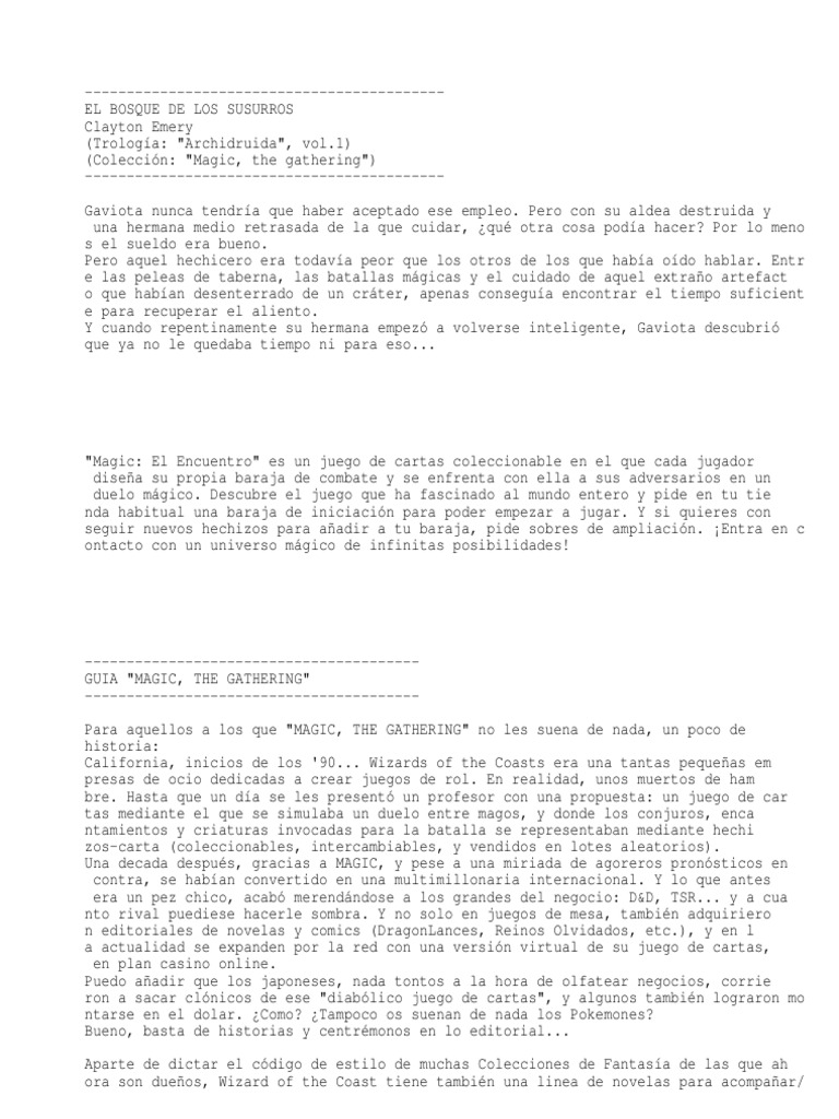 ( (MTG) Archidruida, 1) (Emery, C) - El Bosque de Los Susurros (#Reseña ...