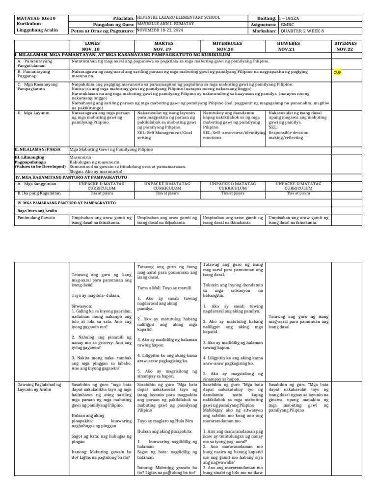 Grade 1 GMRC Q2 WK8 | PDF