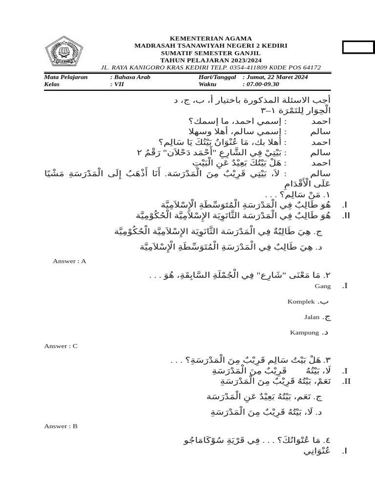 Soal Uas Genap 7 2023-2024 | PDF