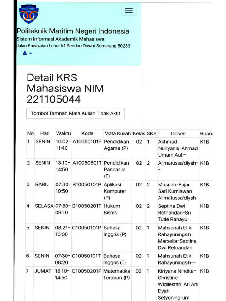 Kartu Rancangan Studi, Musfarizal, POLIMARIN | PDF