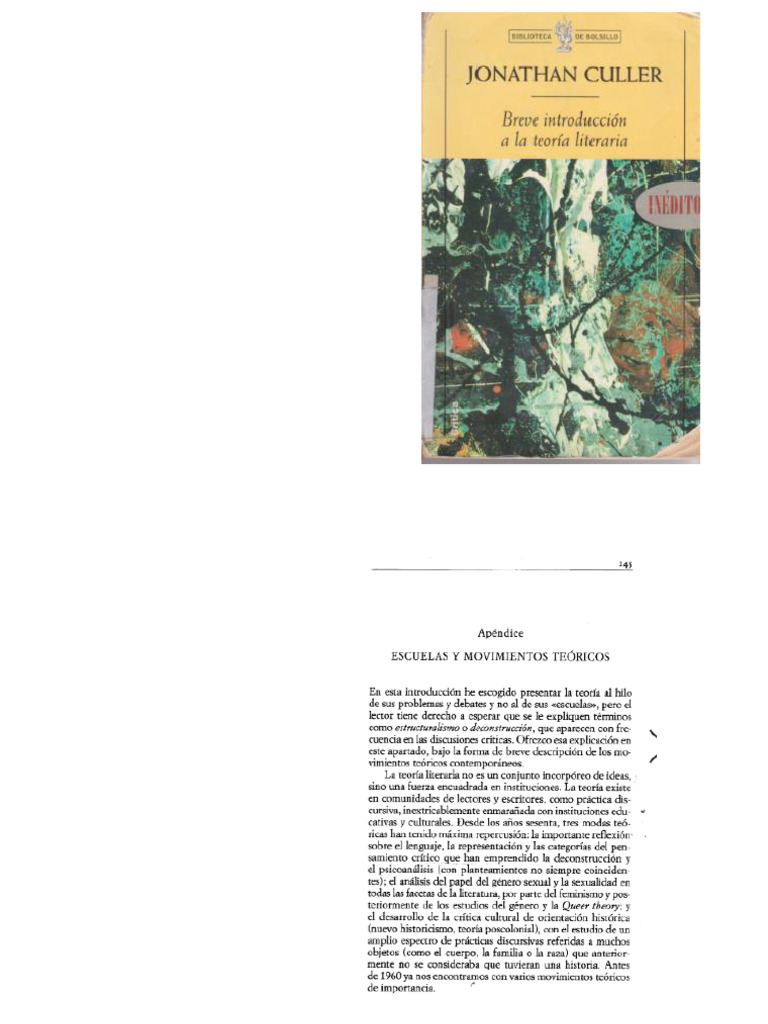 Jonathan Culler Escuelas y Movimientos Teã Ricos | PDF