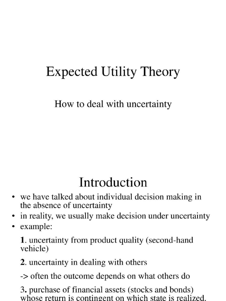 Expected Utility Theory | PDF