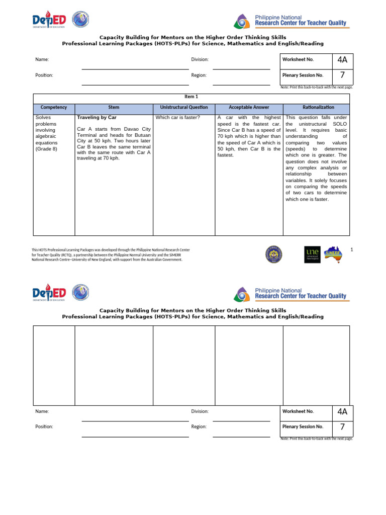 Math_WS-4A | PDF | Mathematics | Equations