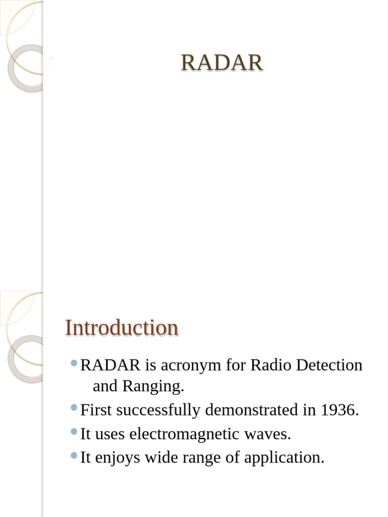 Overview of Radar Technology | PDF | Radar | Information And ...