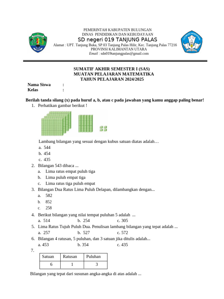 Sumatif Matematika | PDF