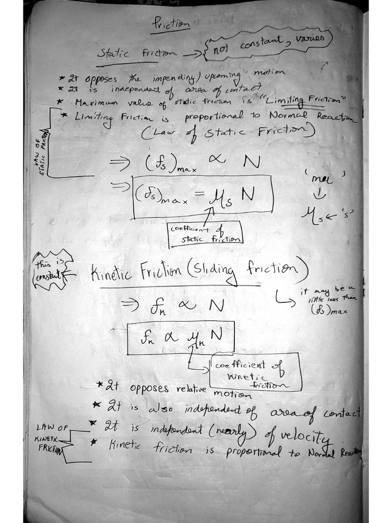 Friction Derivations | PDF