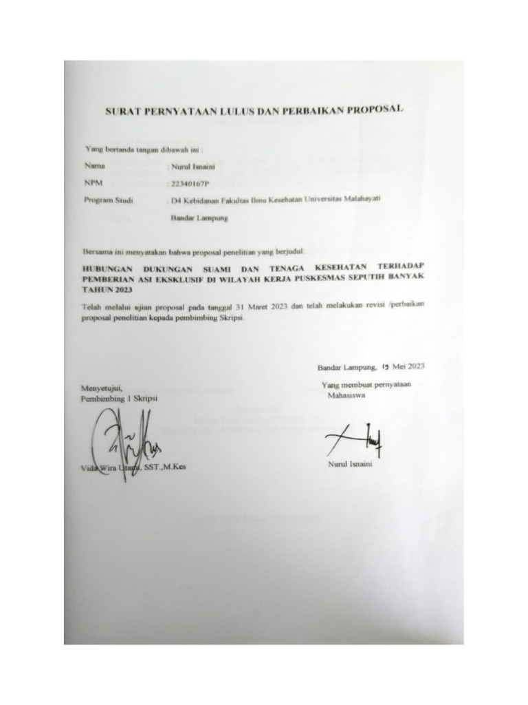 Surat Perbaikan Proposal | PDF