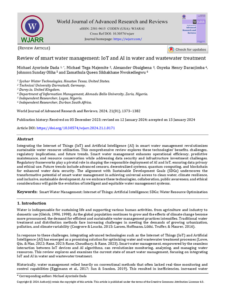 WJARR Highlighted Answers | PDF | Internet Of Things | Intelligence (AI ...