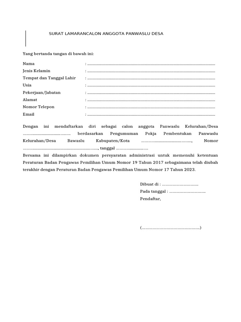 Lampiran Berkas Pendaftaran | PDF