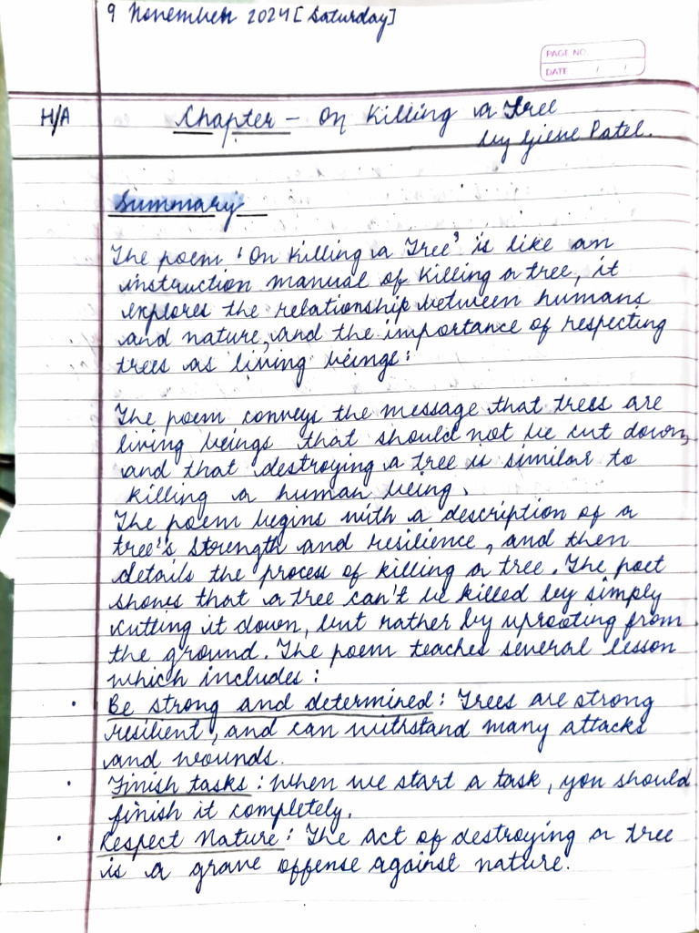 Summary of "On Killing a Tree" | PDF