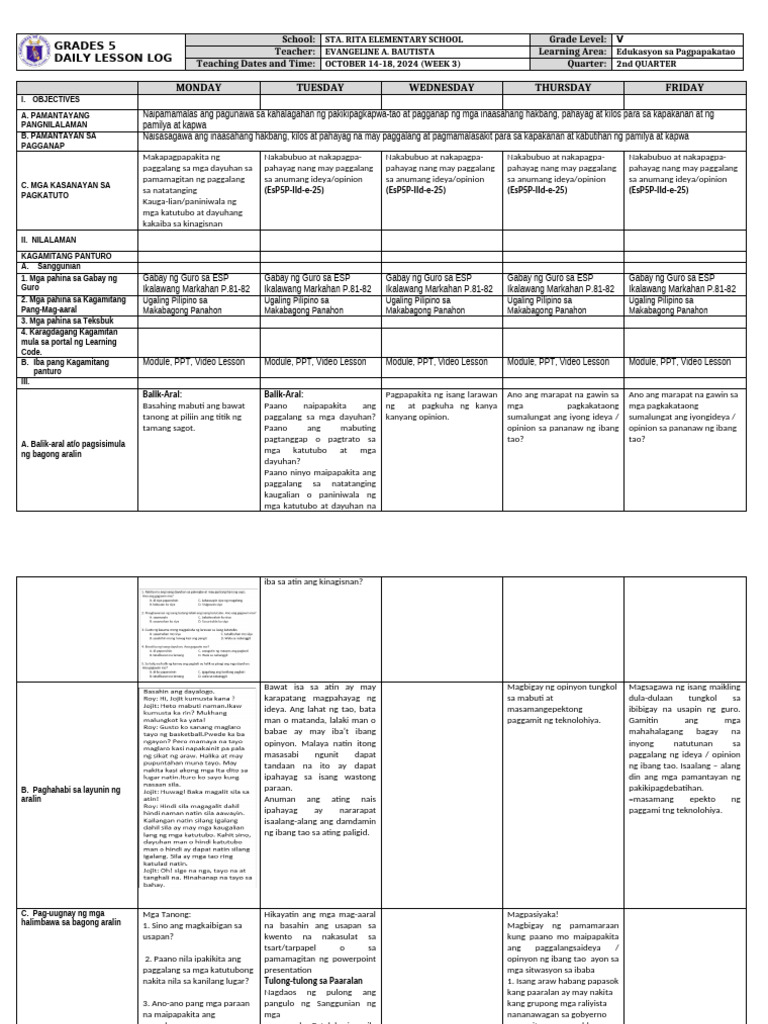 Eab - DLL - Q2 - Esp W3 Oct14-18 | PDF