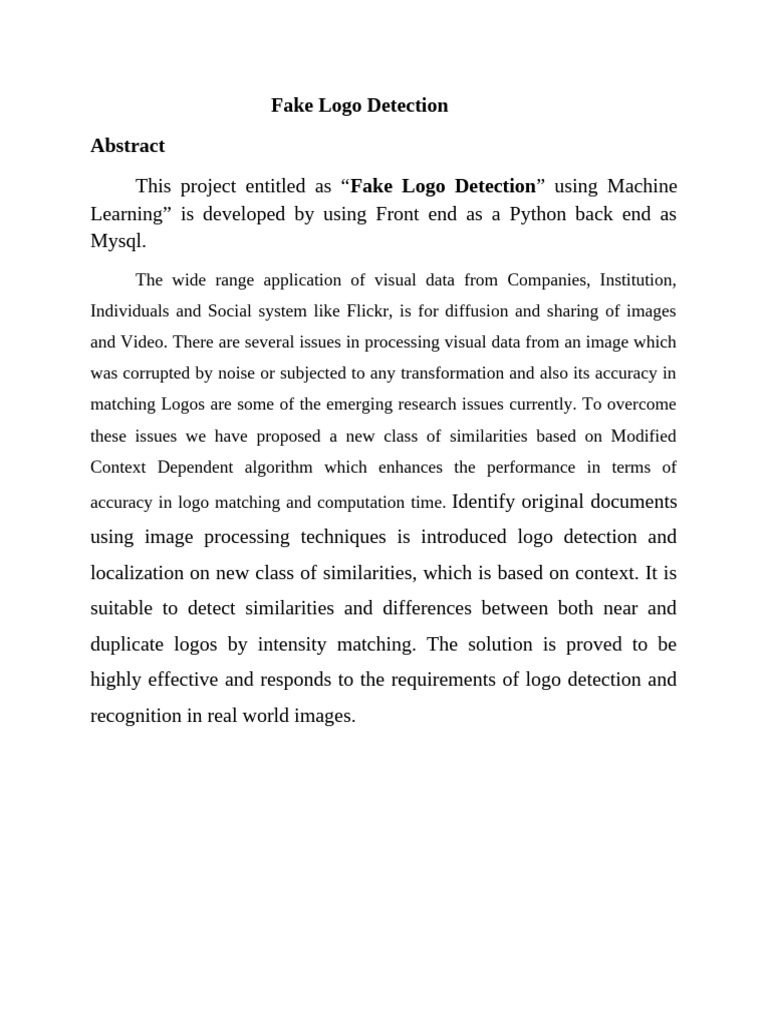 Fake Logo Abstract and Modules | PDF | Computer Science | Computer Vision