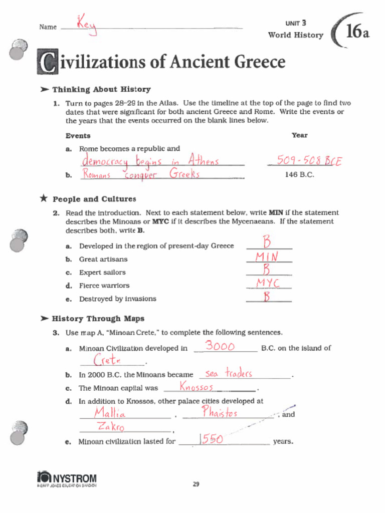 10.4.13 Civilizations of Ancient Greece Answer Key | PDF