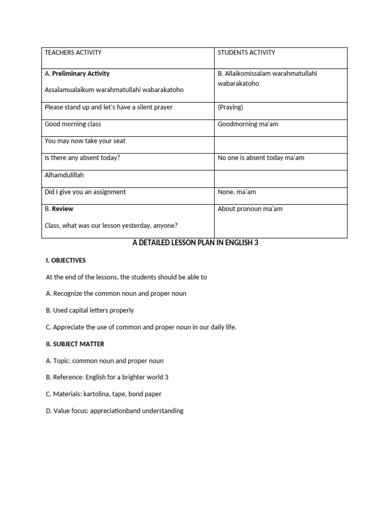 Jonairah Lesson Plans English | PDF | Noun | English Language