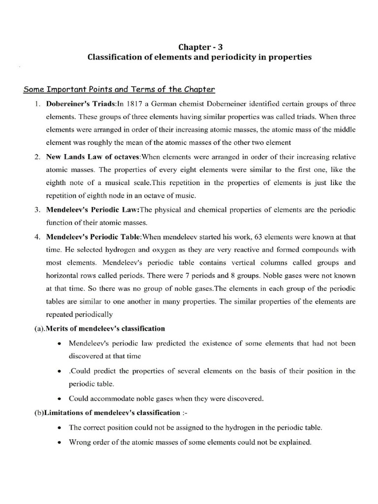 classification of elements notes | PDF