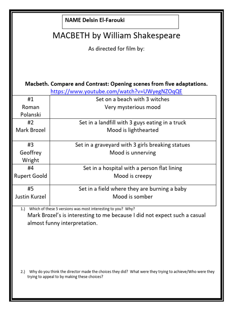 MACBETH Comparison | PDF