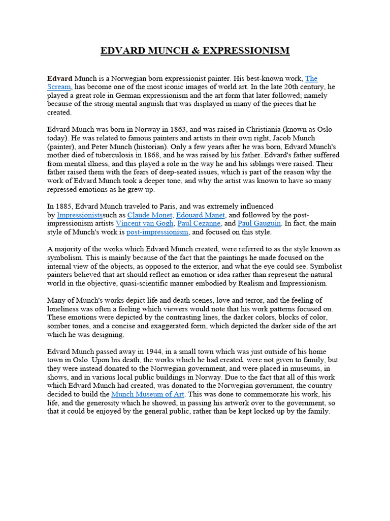 M2-Expressionism & Edvard Munch | PDF | Expressionism | Paintings