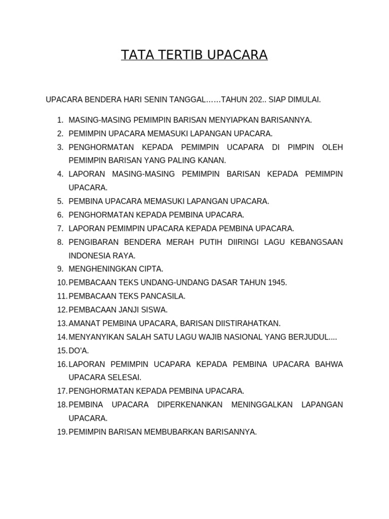 Tata Tertib Upacara | PDF