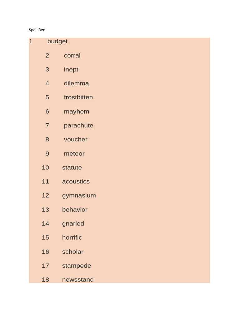 Spell Bee Level 4 | PDF