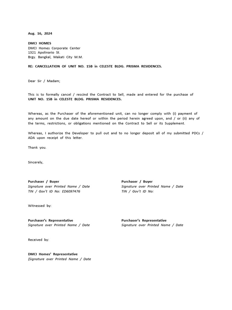 DMCI Backout Letter | PDF